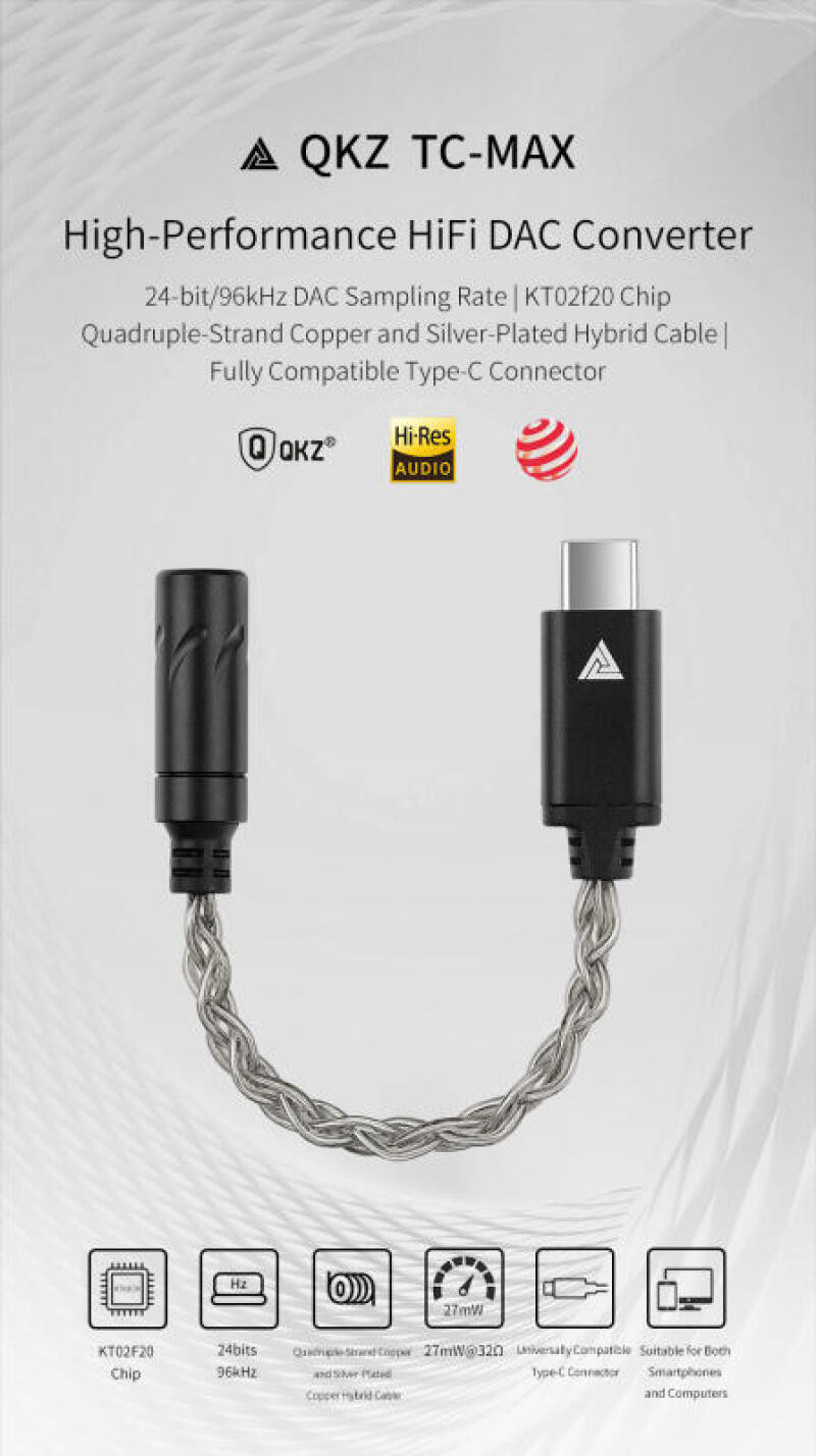 [READY STOCK] QKZ TC MAX Pro USB Type-C to 3.5mm DAC Audio Interface ...