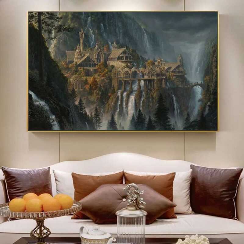 Riven Middle-Earth Landscape Movie Poster And Prints Painting On Canvas ...