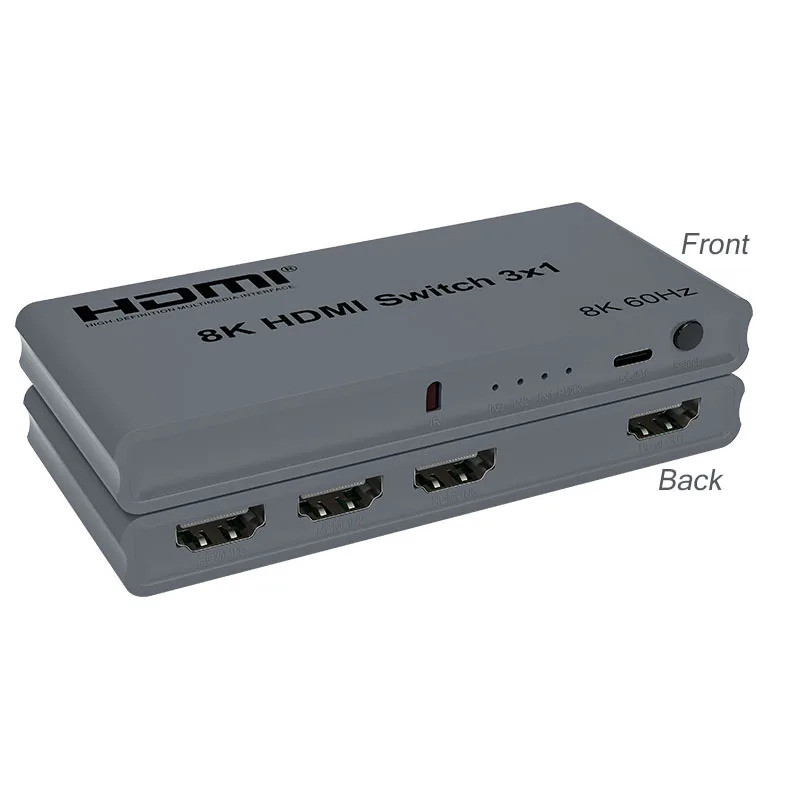 8K 60Hz 3-Port HDMI Auto Switcher 3 in 1 out 4K 144Hz HDMI Auto Cycle ...