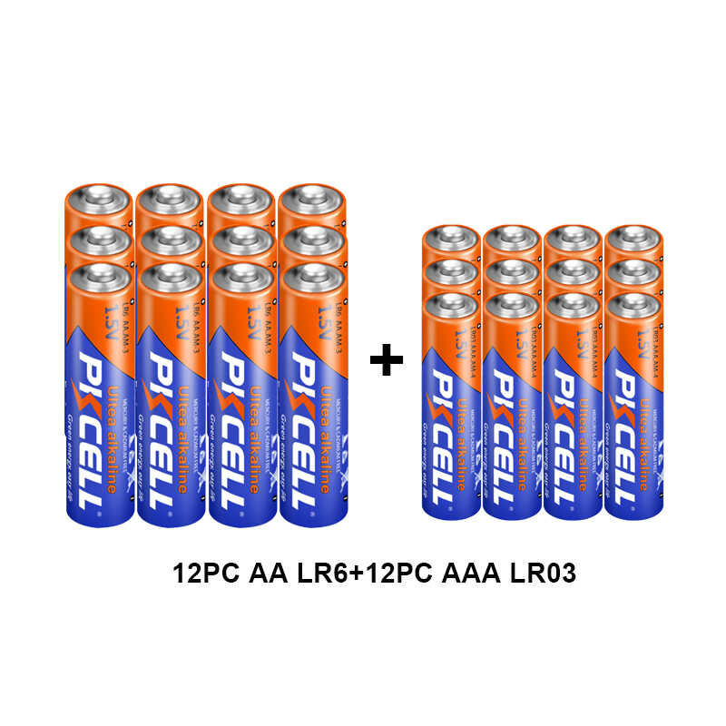 PKCELL 12Pc AAA Lr03 Am4 E92 Alkaline Battery At 12Pc Lr6 Am3 E91 ...