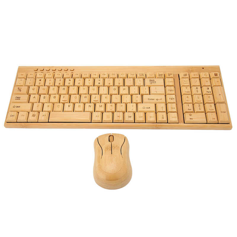 2.4Ghz Wireless Plug And Play Bamboo Wood Computer Keyboard 1200Dpi ...