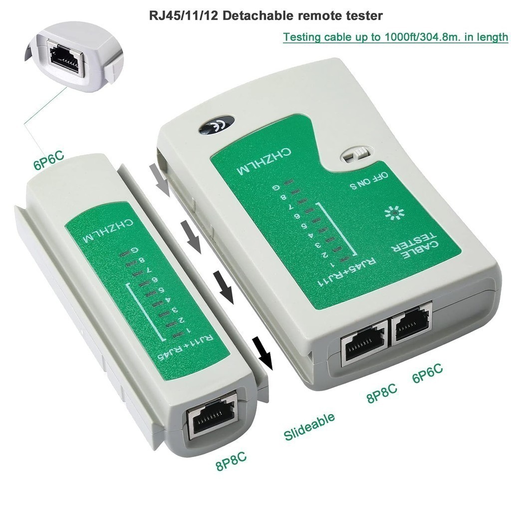 Zoerax Network Cable Tester Lan Cable Test Support Poe Network Cable Tool For Rj45 Rj11 Rj12