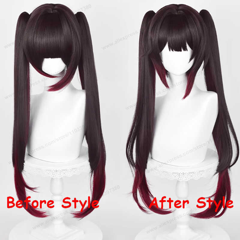 Honkai Star 〠 Rail Hsr Sparkle Cosplay Wig 72cm Long Brown Red Gradient Hair Anime Heat
