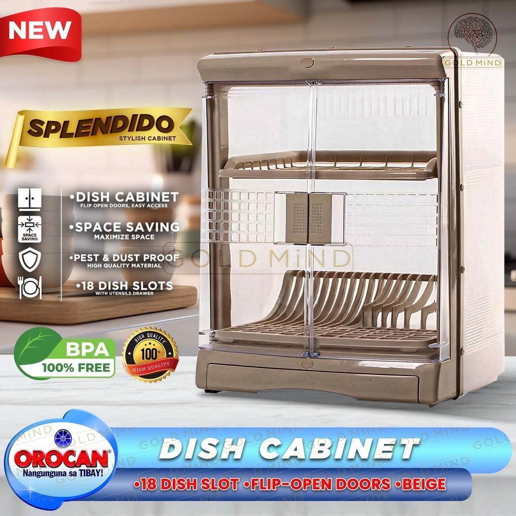 Orocan Splendido Dish Cabinet 18 Dish Slot Dining Plates & Utensils ...