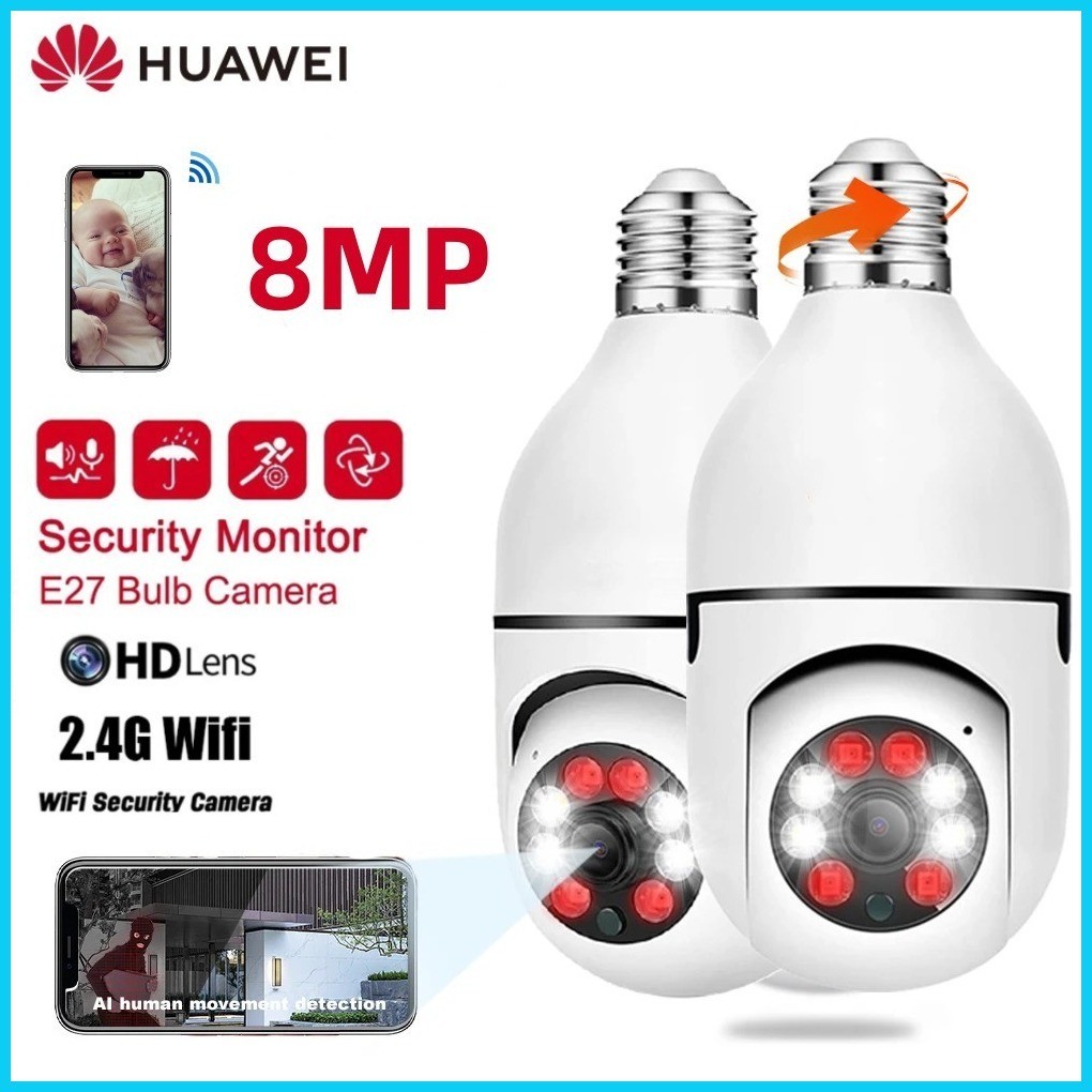 ¤ V380 Huawei Bulb CCTV Camera 8MP 1080P Outdoor WiFi 360° Connect to ...