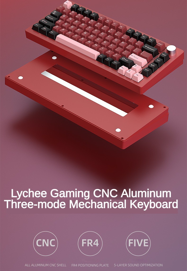 2024 New! Lychee Gaming AL75V2 CNC Tri-mode Mechanical Keyboard Kit ...