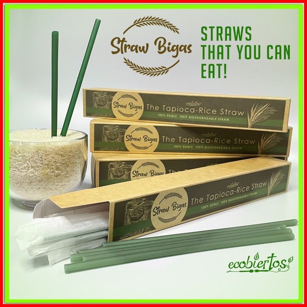 Edible / Eatable Rice Straw Standard Bubble Tea Party Drinking Straw ...