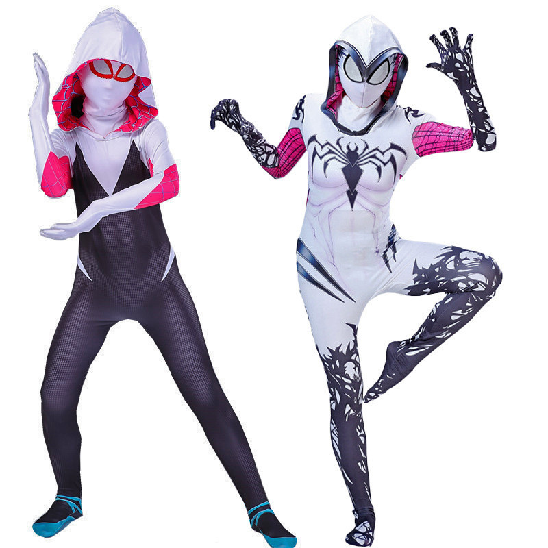 Gwen Spid Costume for Kids and Adult White Spider Girl Mask 3D Style ...