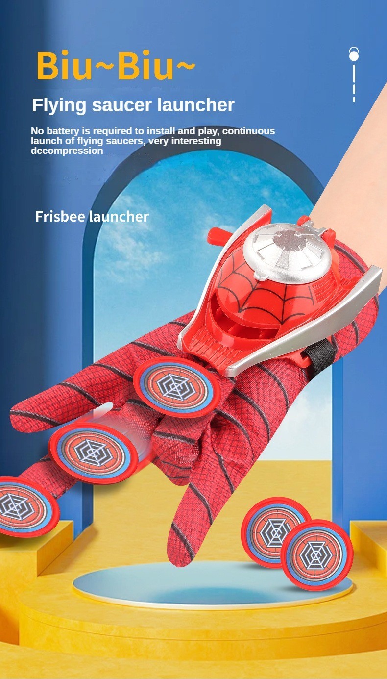 Superhero spiderman flying saucer launcher web shooter wrist launcher ...