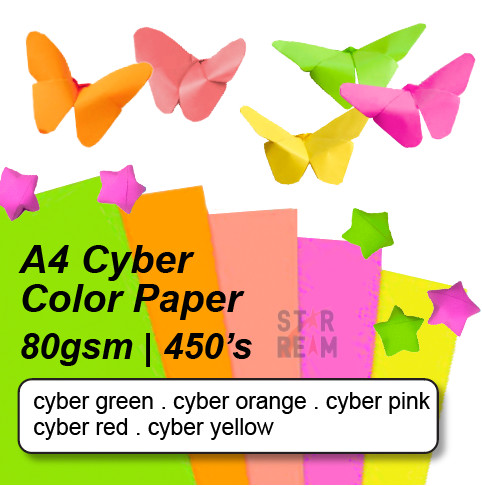 Fluorescent Eye-Catching Colorful A4 80g Color Paper (450s/ream) Kertas ...