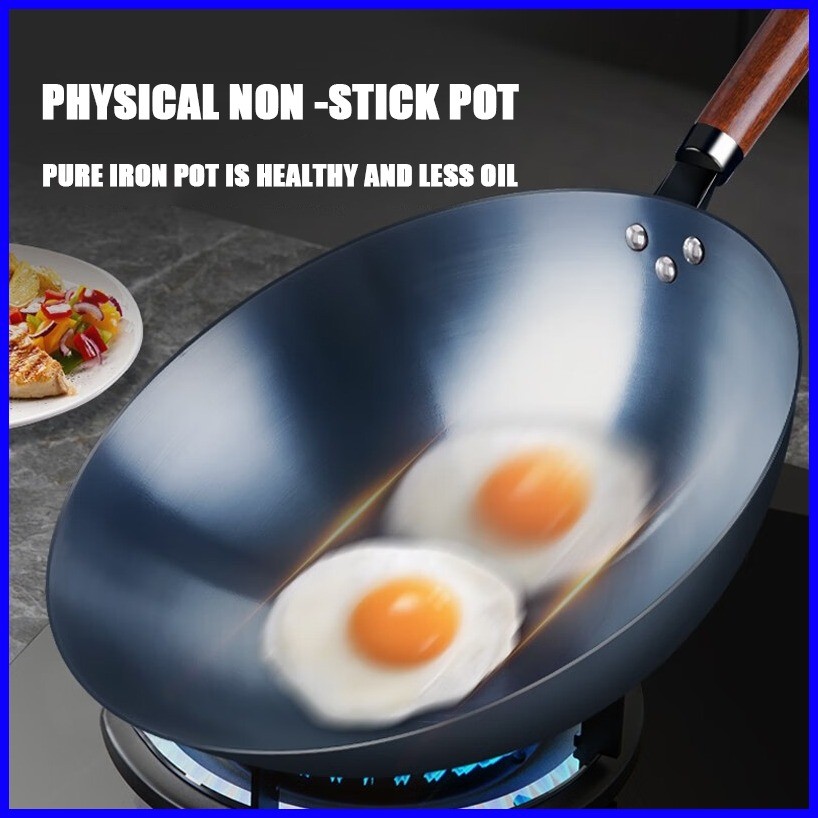 § Free Spatulawok 38/36/34/32cm pan non stick wok pan stainless steel ...