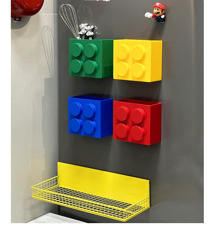 Cute Building Blocks Magnetic Storage Box Refrigerator Decoration ...