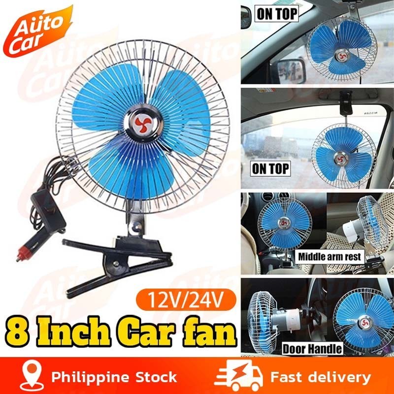 8inch Premium Portable Car fan 12V/24V Clip-On Cooling Car Fan Mini ...