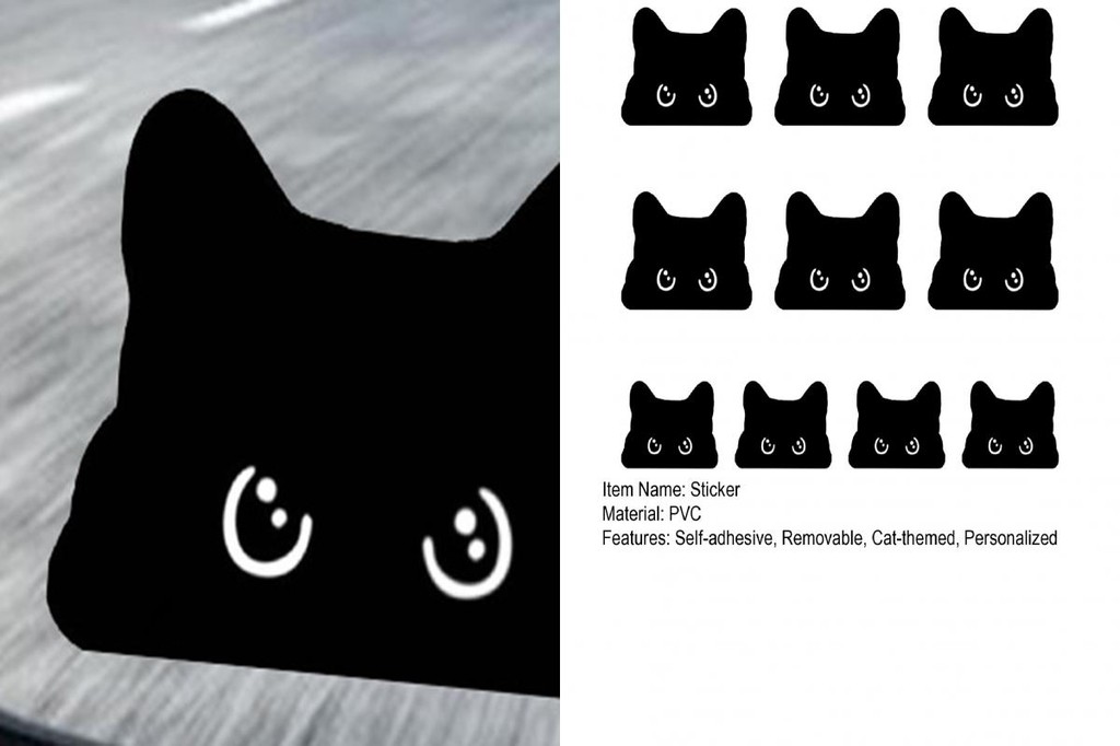 Ber Removable Self-adhesive Pvc Stickers Cute Cat Car Stickers 10pcs ...