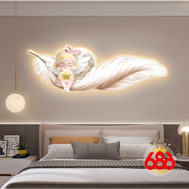 in stock 2022 Led Electric Mirror Painting Wall Clock Dong Ho Feather ...