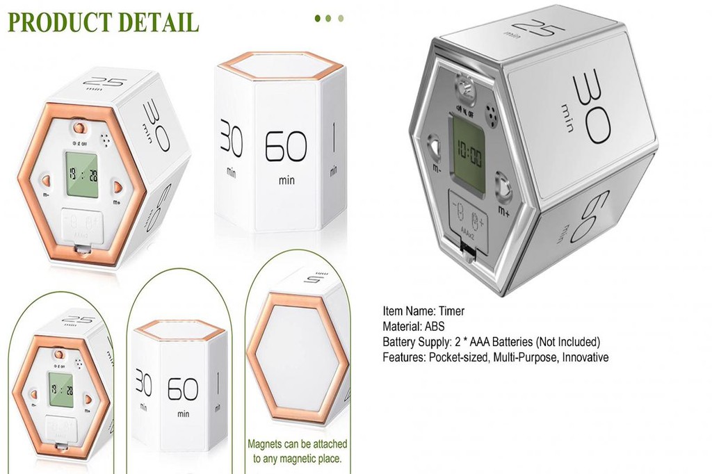 ivodiank Travel Companion Timer Automatic Countdown Timer Hexagon Desk ...