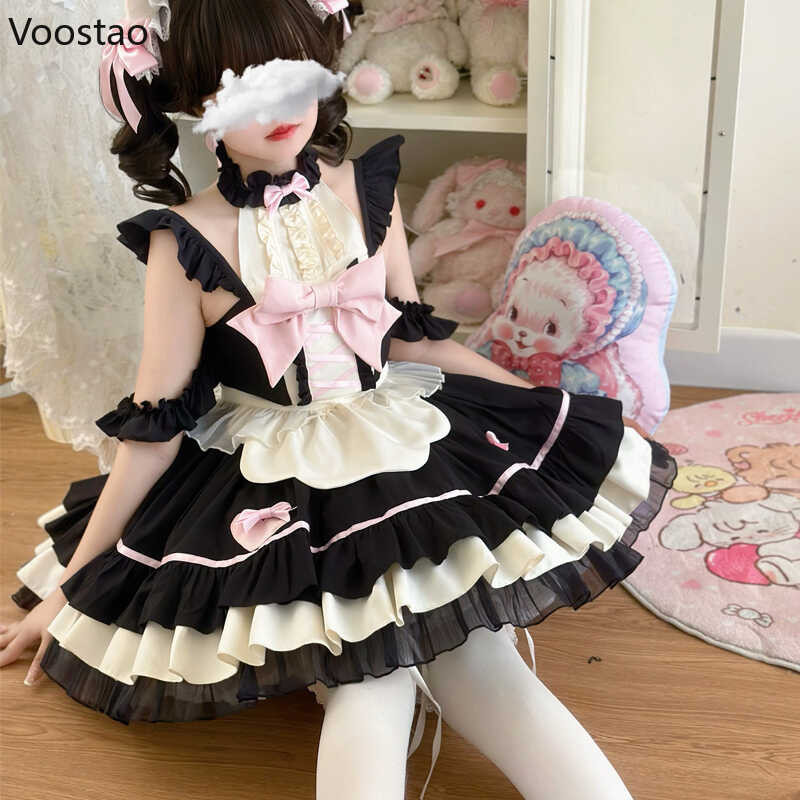 Maid Anime Lolita Set Japanese Women Gothic Dark Halloween Cat Cosplay ...