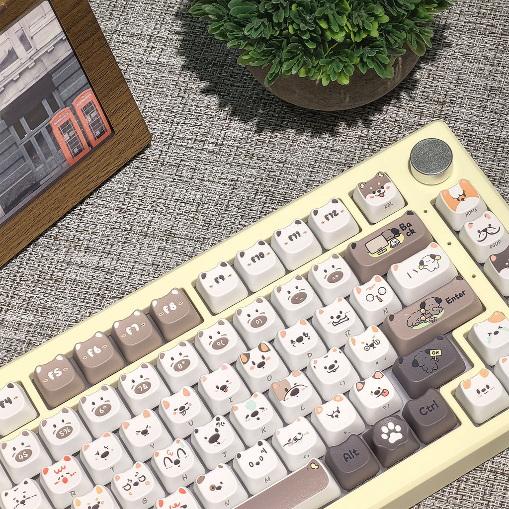 【Dog Head Design】Mocha Puppy Keycap MAO Profile Five Sides Sublimation ...