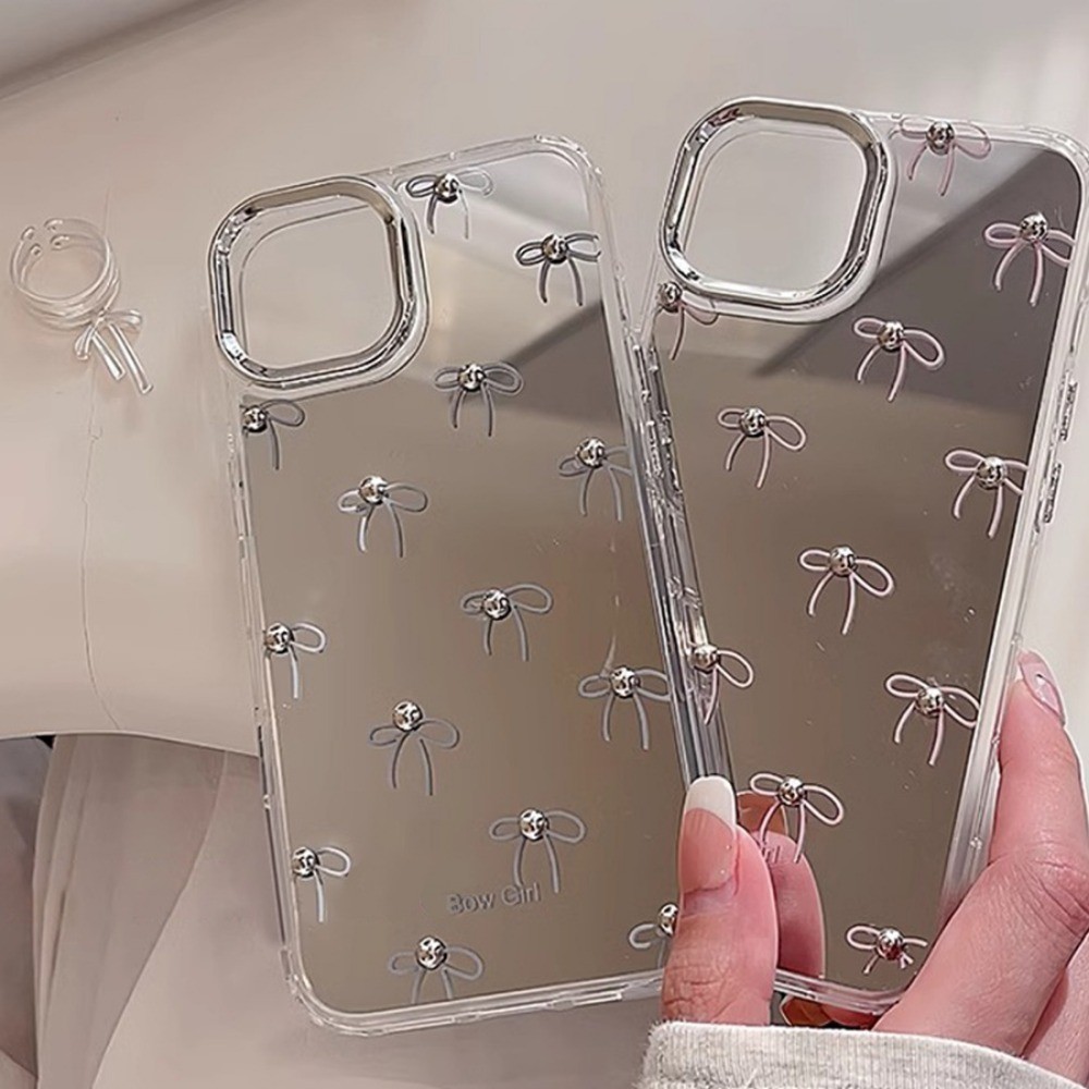 Luxury 3D Bead Bowknot Mirror Phone Case for IPhone 11 16 15 14 Pro Max ...