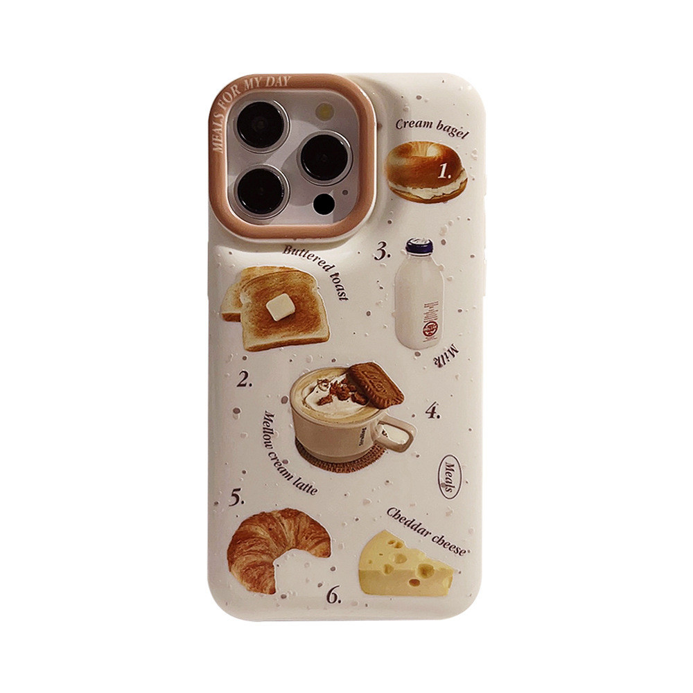 Bright white cute milk bread drop proof phone case tpu for apple iphone ...