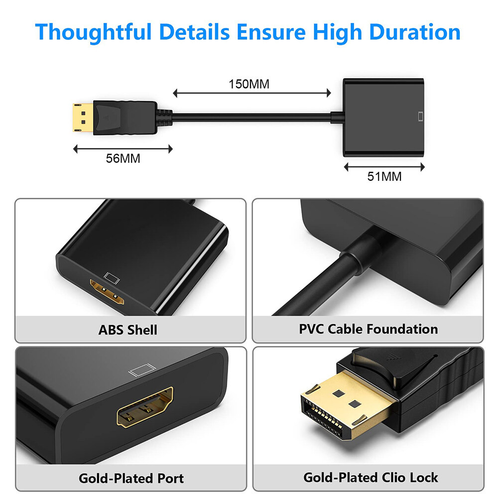 Zoerax Active DisplayPort to HDMI Converter Driver-free High Refresh ...