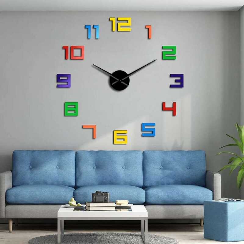Numbers Colorful Wall Clock Raiow Colors DIY Giant Wall Clock ...