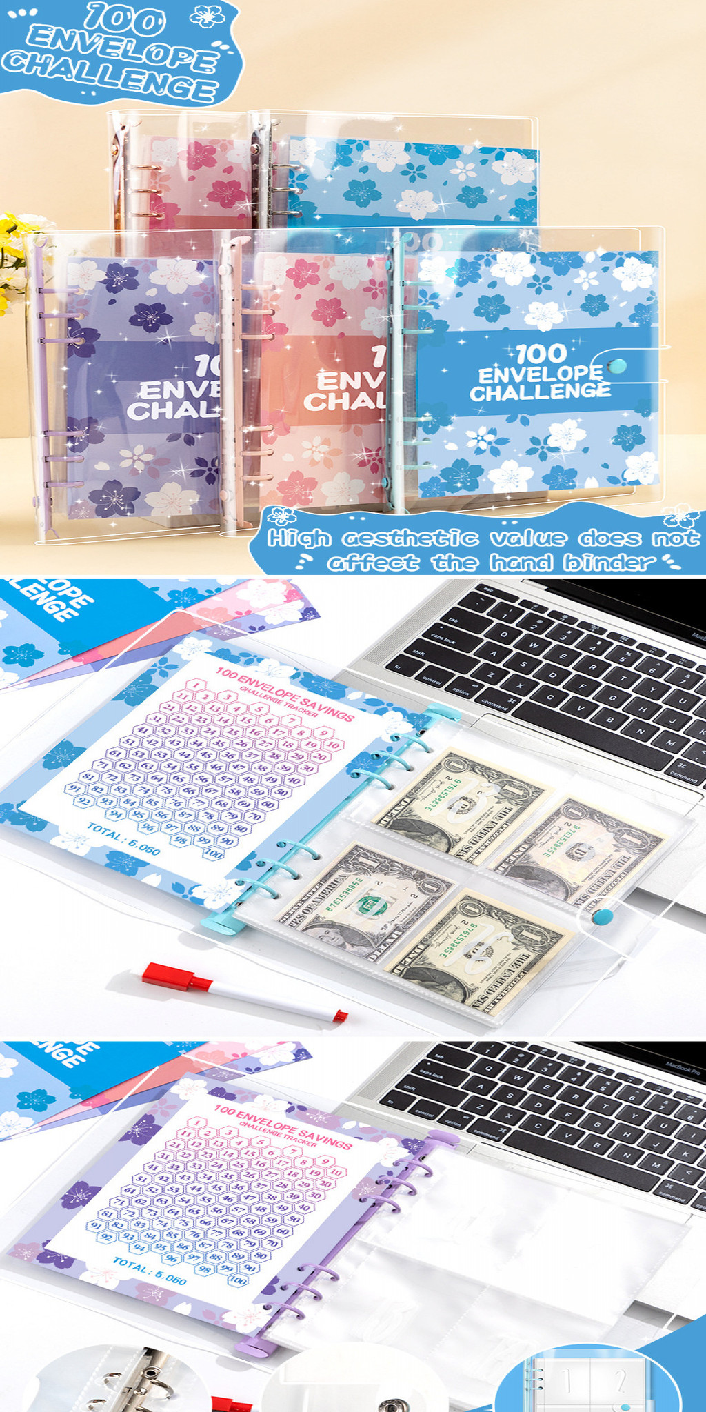 Transparent 100-Day Money Saving Budget Notebook Envelope Cash Budget ...
