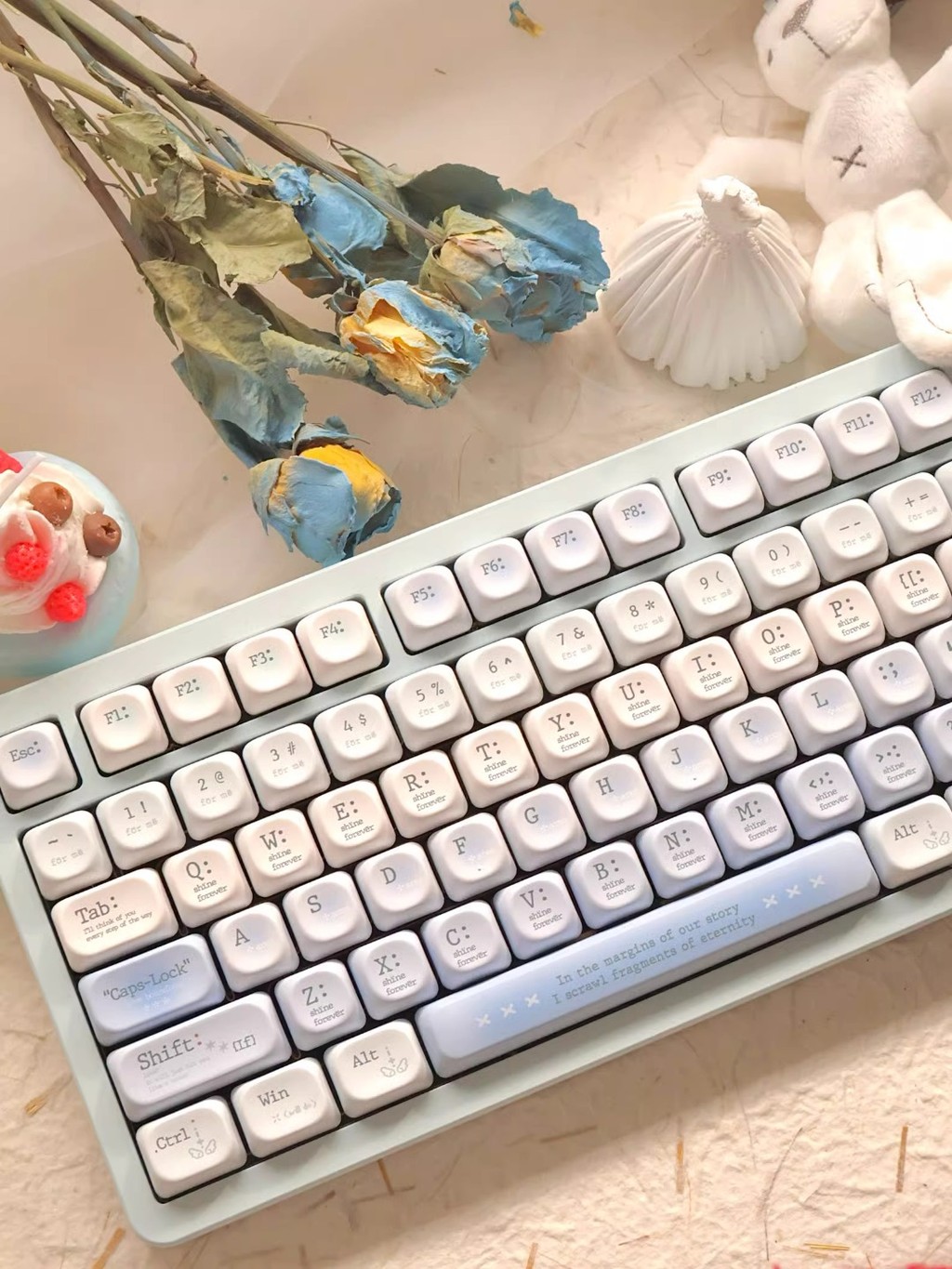 Gradient Blue Keycap Cherry/MOA Profile 120 Keys PBT Dye Sublimation Aula F75 Rainy75 Mechanical ...