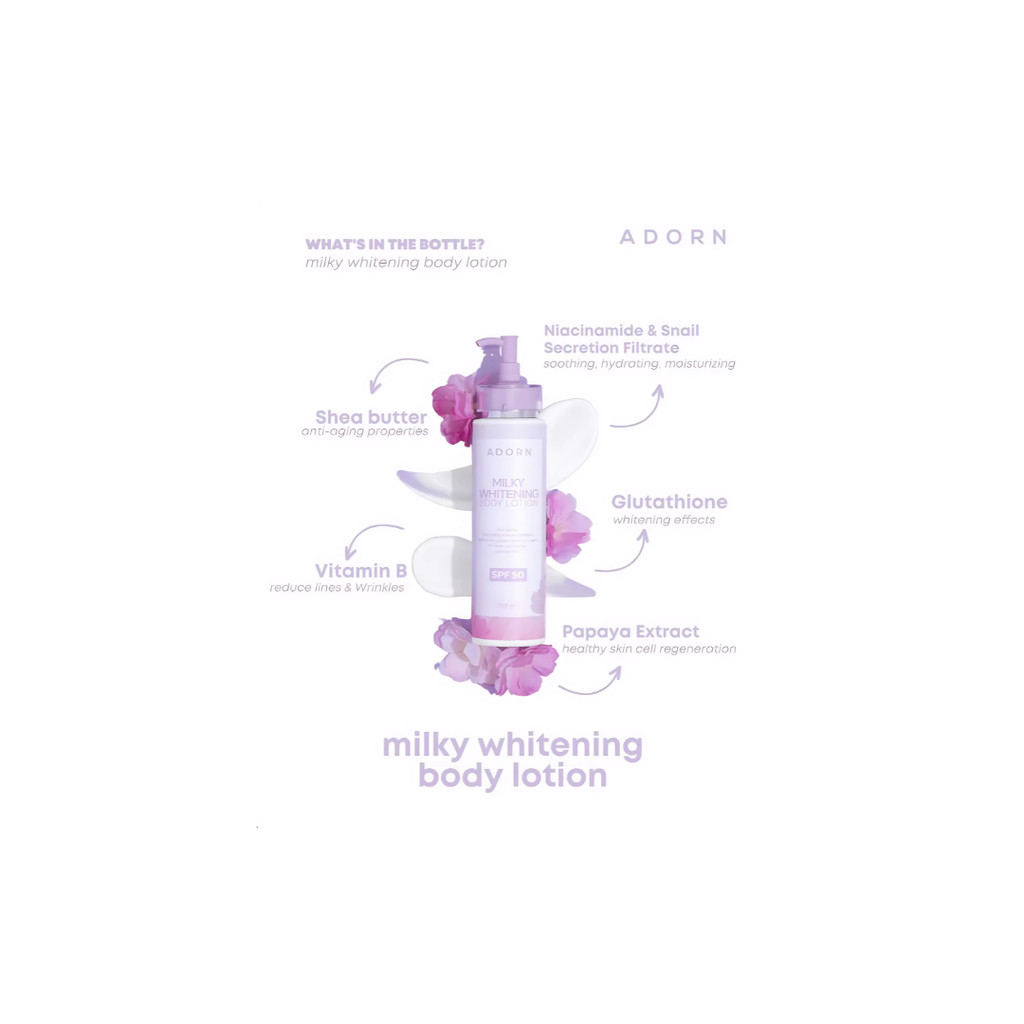 Adorn Milky Whitening Body Lotion SPF50 200mL | Shopee Philippines