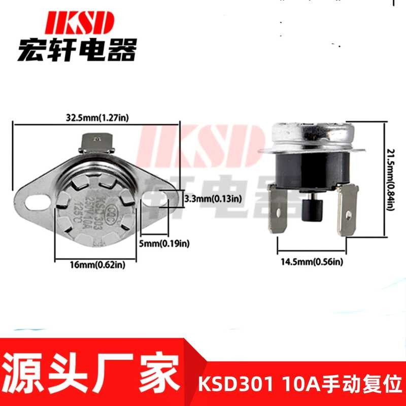 Karaniwang sarado na manual reset thermostat temperature/temperature control switch KSD301/KSD3 ...