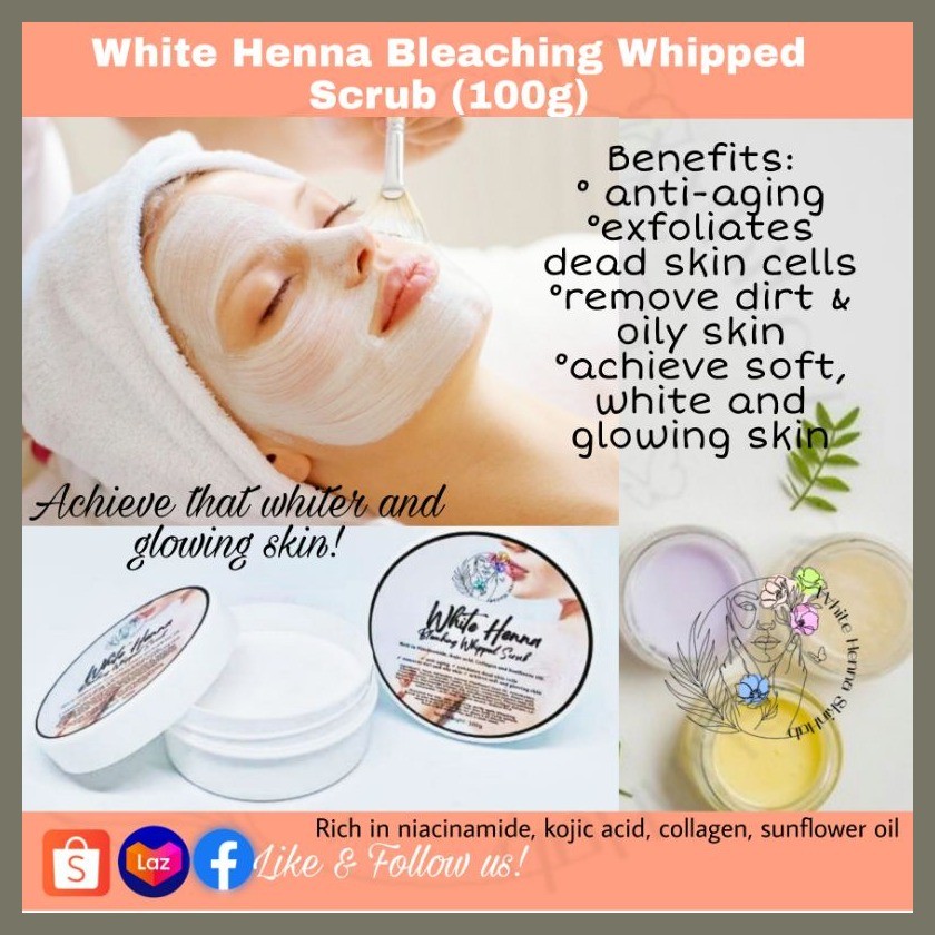 ∈ White Henna Bleaching Whipped Scrub w/ Collagen & Niacinamide 100g ...