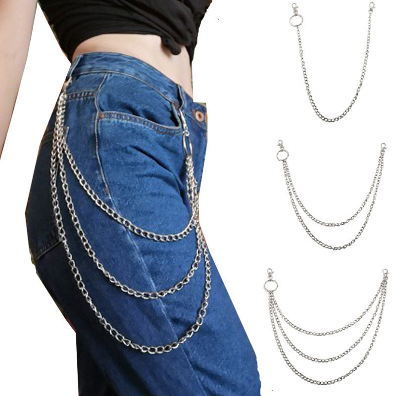 Punk Multi-layered Pants Chains for Men Women Cross Butterfly Hollowed ...