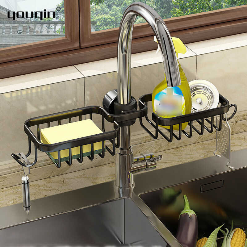 Rust-Proof Youqin Rack Adjustable Sponge Drain Basket Sink Water-Tap ...