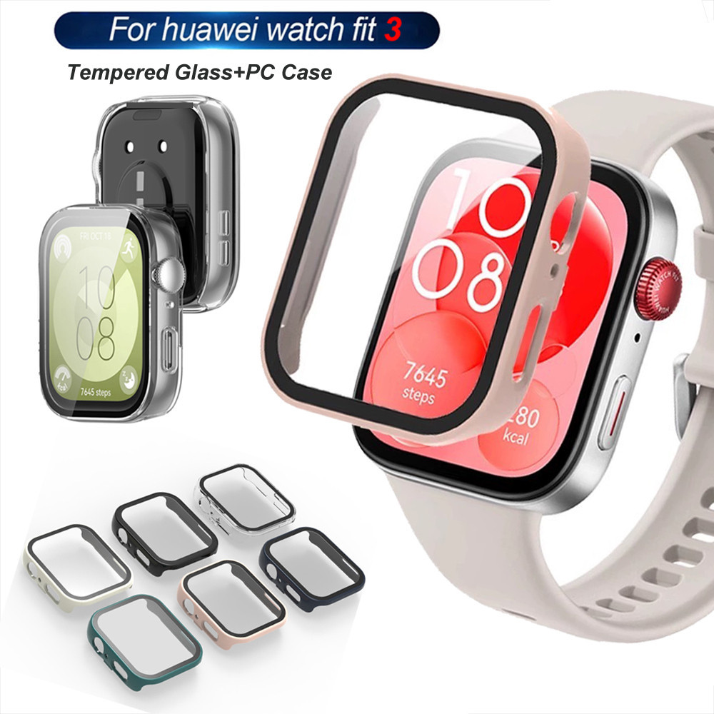 Tempered Glass+Case For Huawei Watch Fit 3 All-Around Screen Protector ...