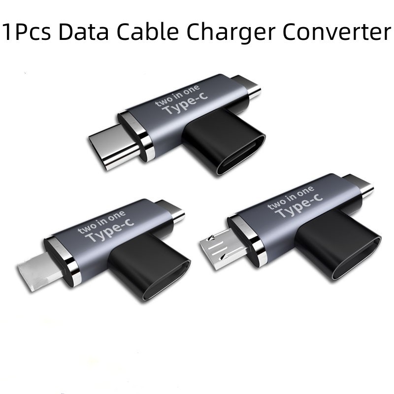 3A 5V 2 in 1 USB Type C Female to Type-C Micro 8 Pin Male Adapter ...