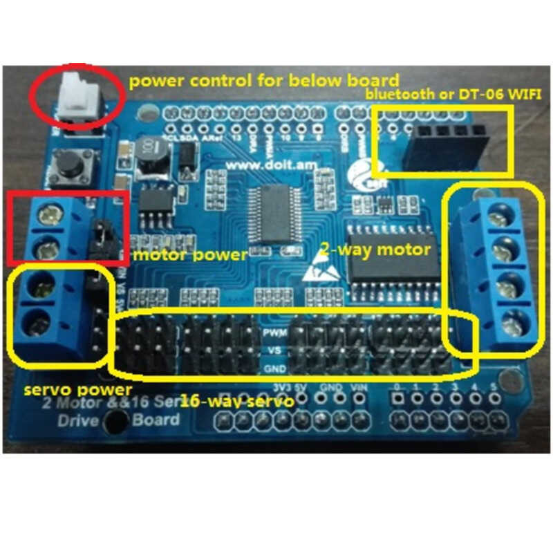 2-Way & 16-Way Servo Shield Motor Extension Board Para sa Mobile Robot ...