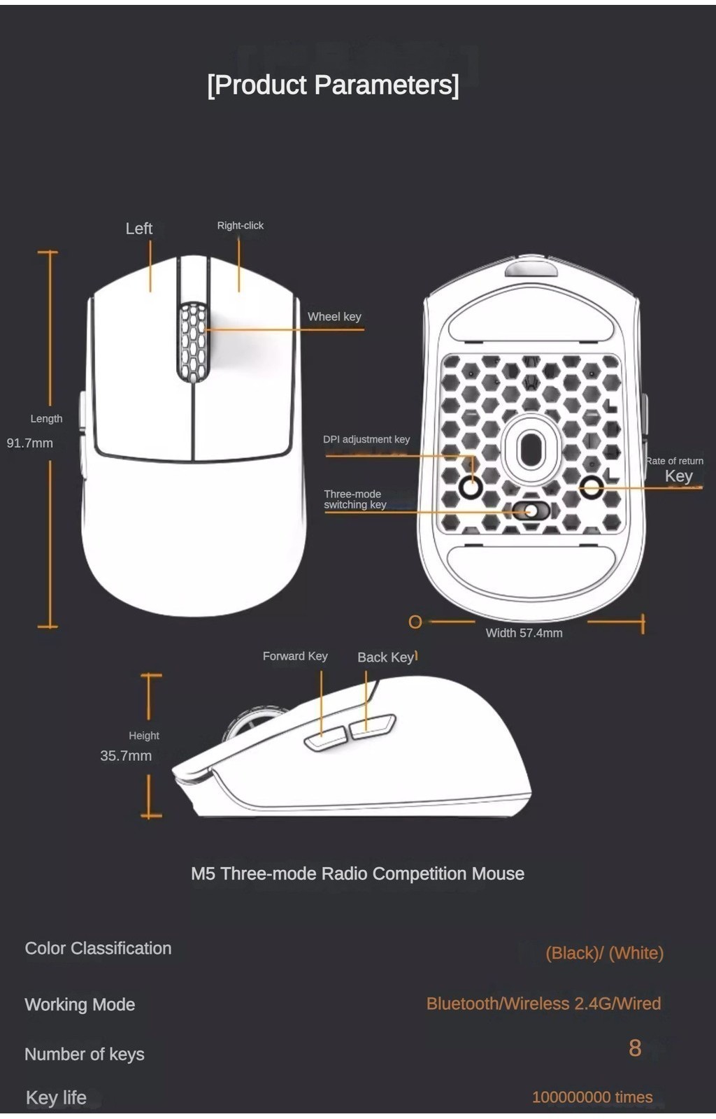 Darmoshark M5 M5Pro Three-mode Connection 2.4g Wireless Bluetooth ...