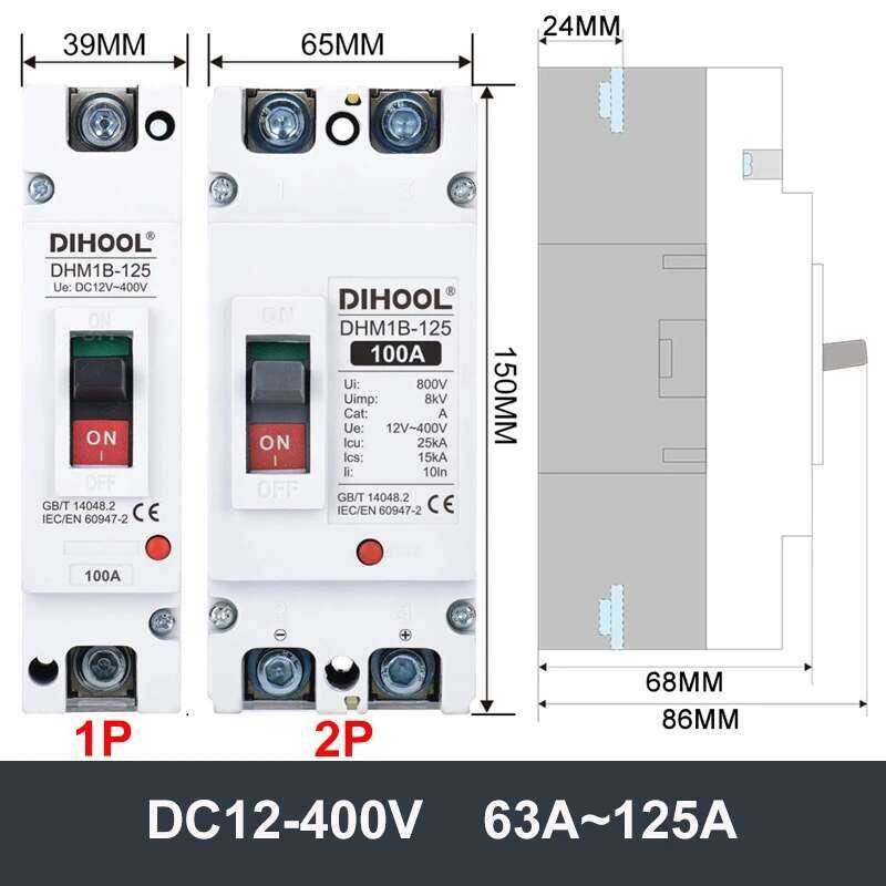 MCCB DC 12V 24V 48V 72V 100A 125A 250A Moulded Case Circuit Breaker ...