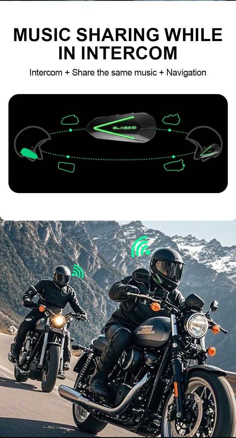 BLAISE V2 Motorcycle Helmet Intercom Headset Music sharing while in ...