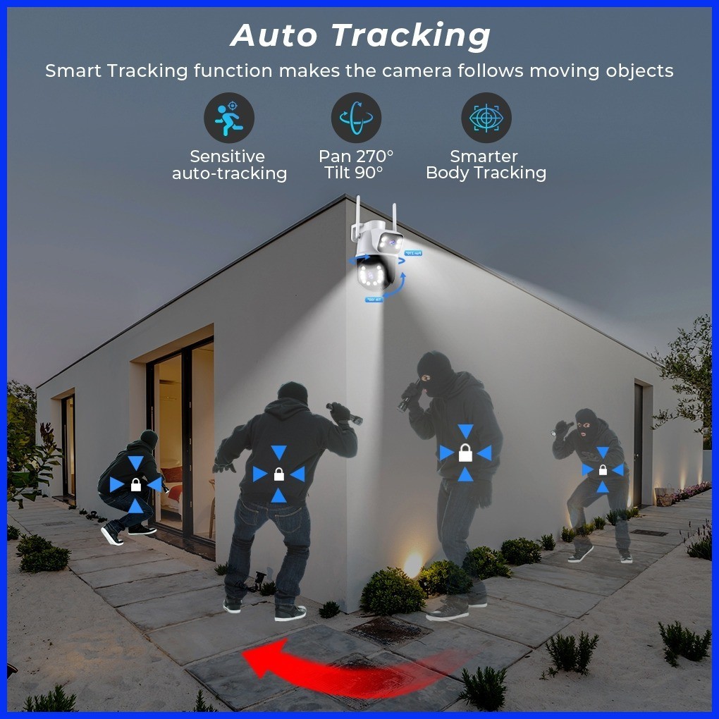 ICSEE Dual Lens CCTV Camera Wireless Outdoor 8MP Security Camera PTZ ...