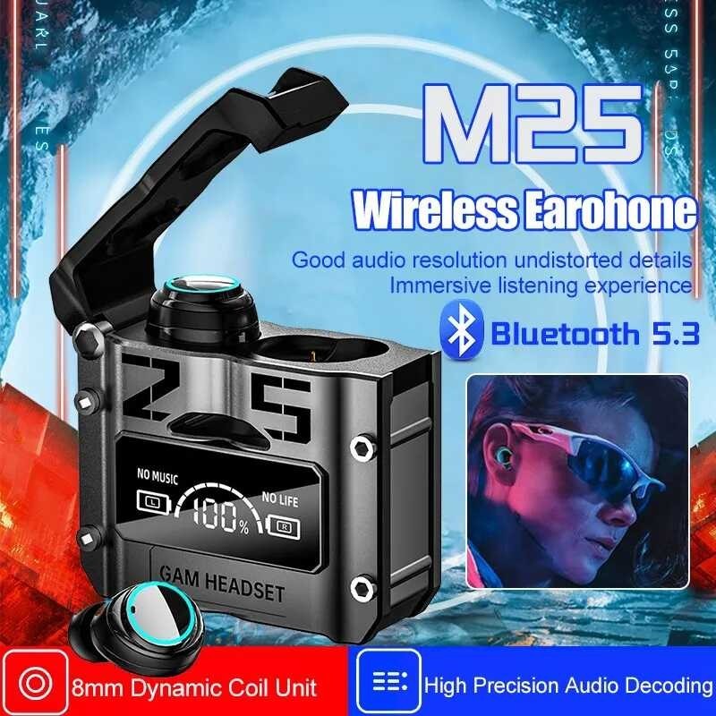 Bagong Orihinal Na M25 Bluetooth 5.3 TWS Wireless Headphones Na May LED ...