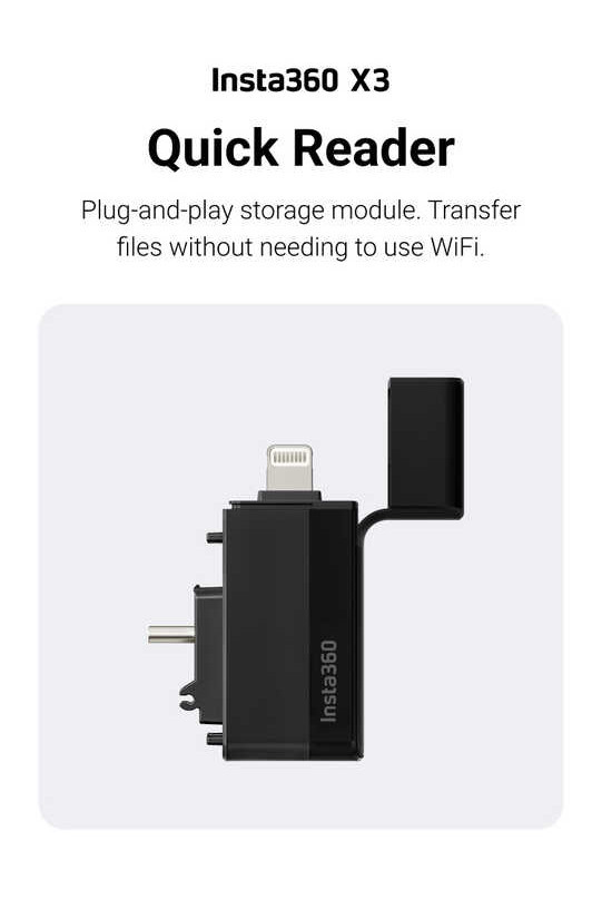 Insta360 Htt-H50 - X3 Quick SD Card Reader Fast File Transfer Insta 360 ...