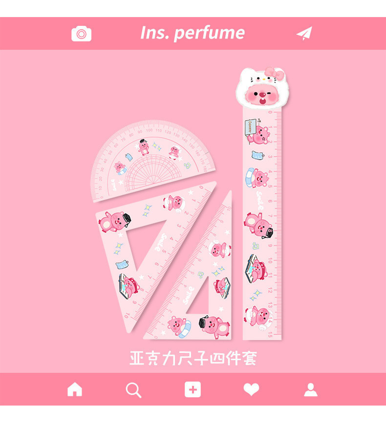 Ruler Student Dedicated High-value Stationery Ruler Triangle Ruler ...