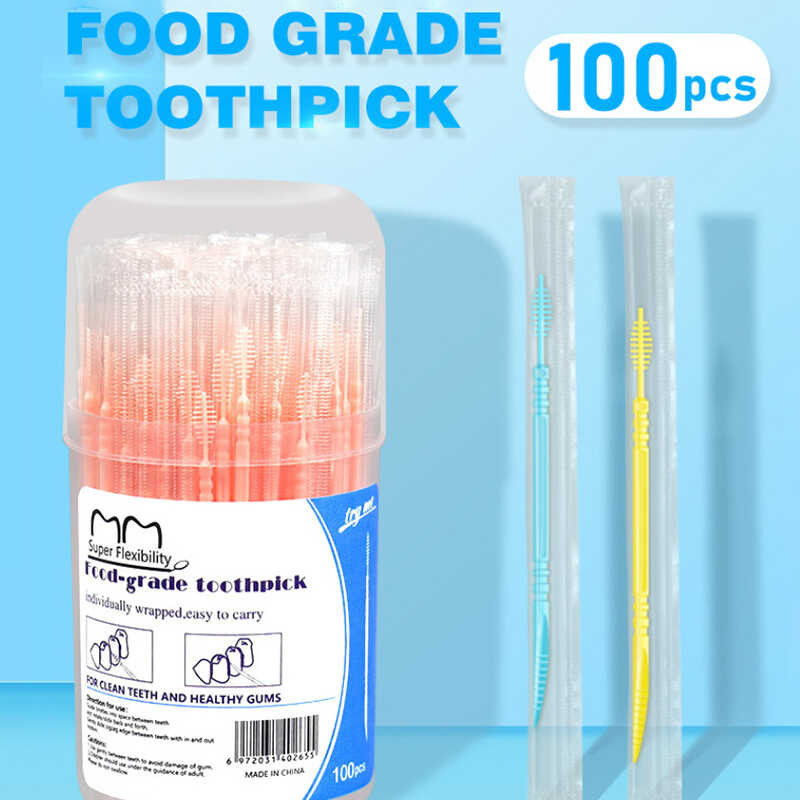 Double-Ended Fish Bone Shaped Disposable Plastic Toothpick Dental Floss ...