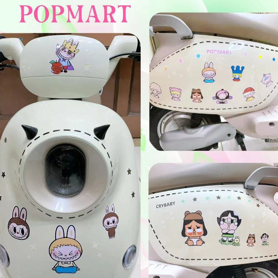POPMART cartoon stickers,LABUBU stickers, decorative motorcycle crybaby ...