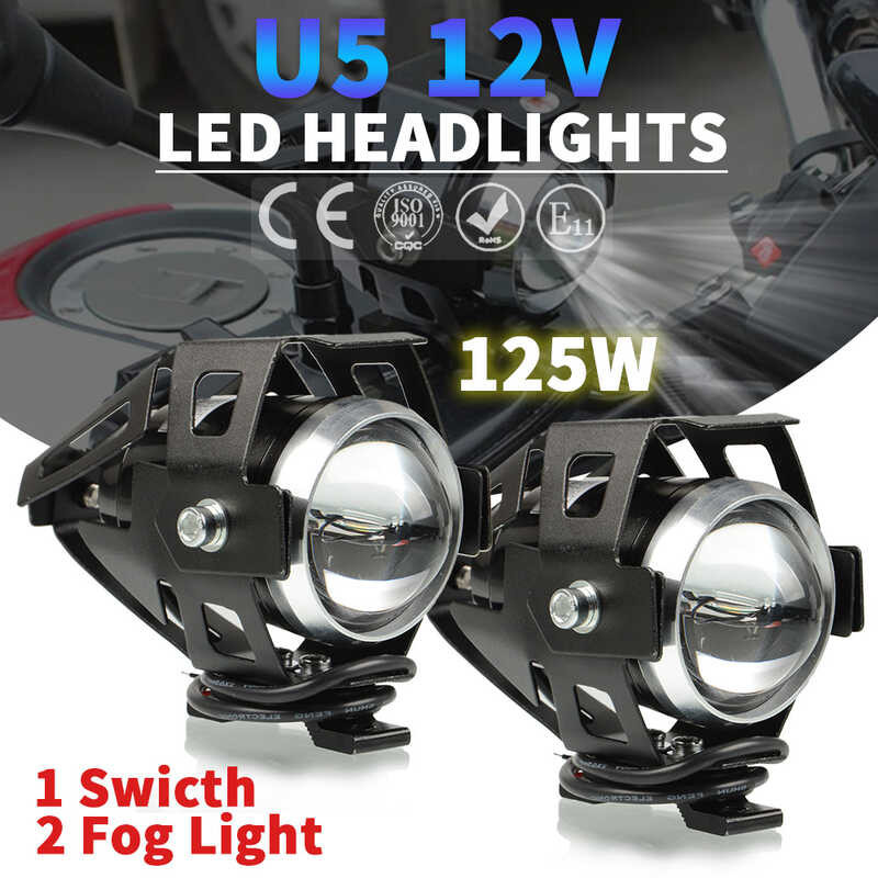 125W 12V U5 Motorcycle Led Spotlight Head Lamp Spot Fog Lights For ...