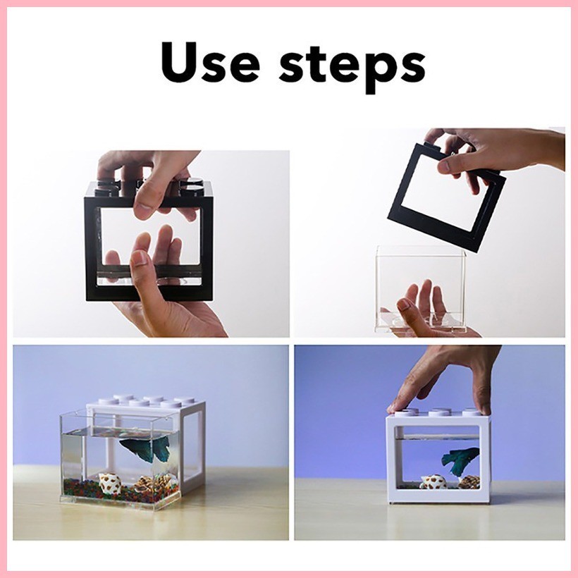 Mini Aquarium Block Tank Betta Guppy Fish Tank Building Block | Shopee ...