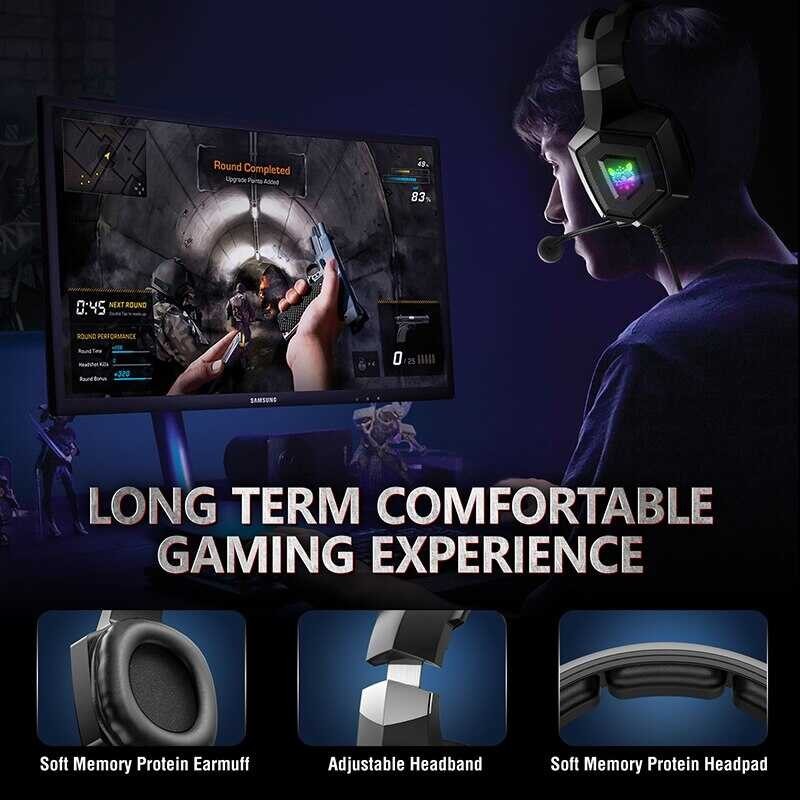 Stereo ONIKUMA Wired Gaming Headphones With Mic LED Lights For Gamer ...