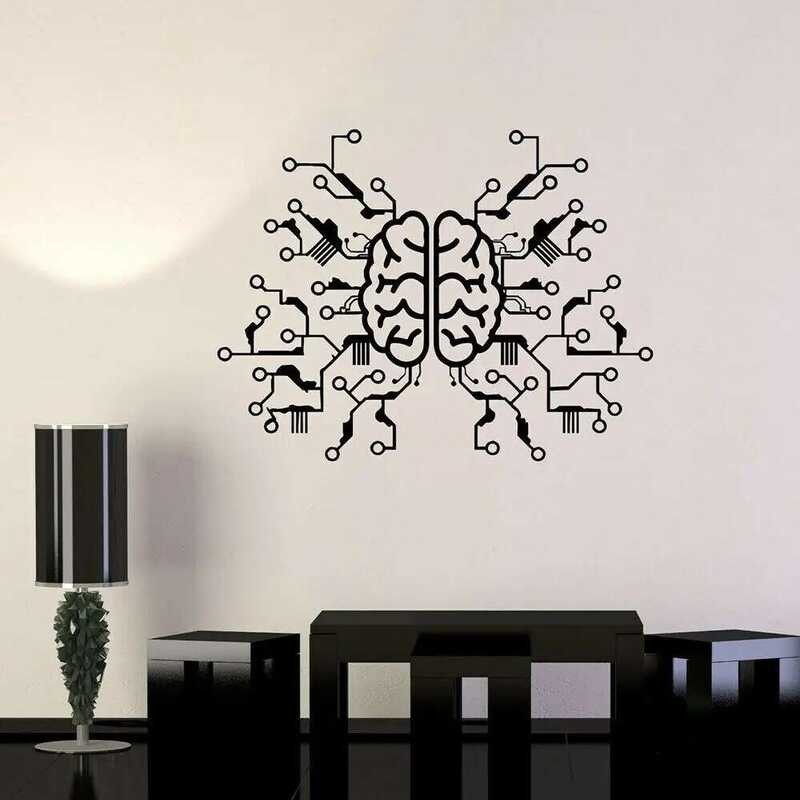 Circuit Large Intelligence Brain Neural Network Computers Wall Sticker ...