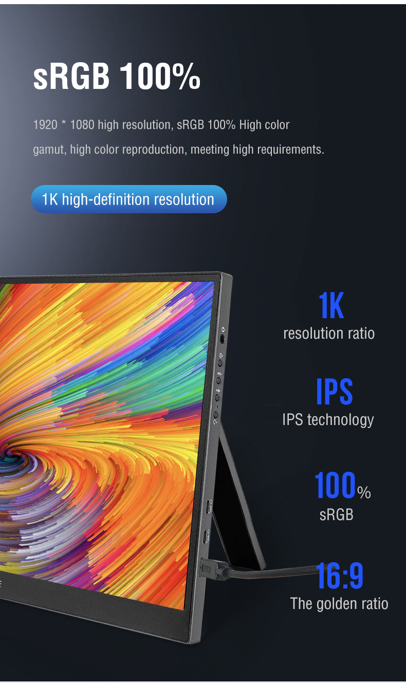 Portable Monitor for Laptop 11.6“/14"/15.6"18.5"IPS FHD Led Portable ...